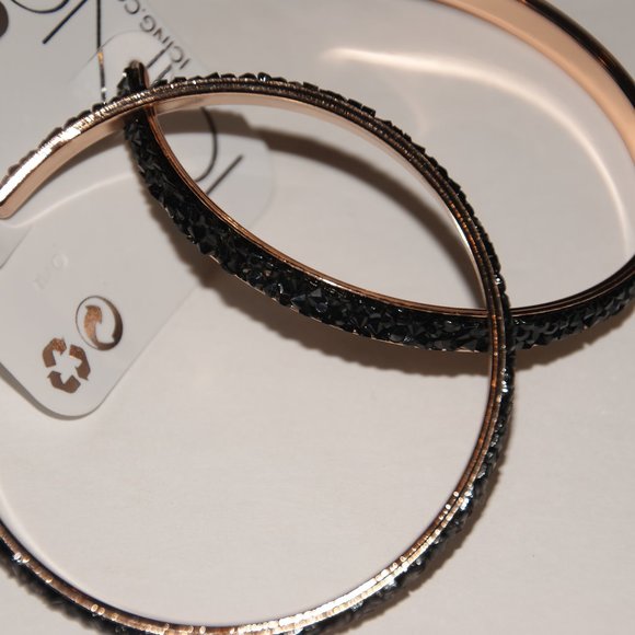 Icing | Jewelry | New 6mm Gold Tone Black Pav Hoop Earrings Nwt | Poshmark
